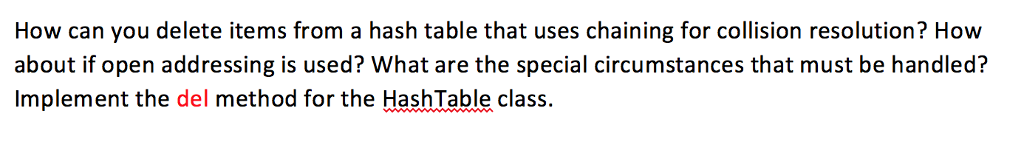 How can you delete items from a hash table that uses | Chegg.com