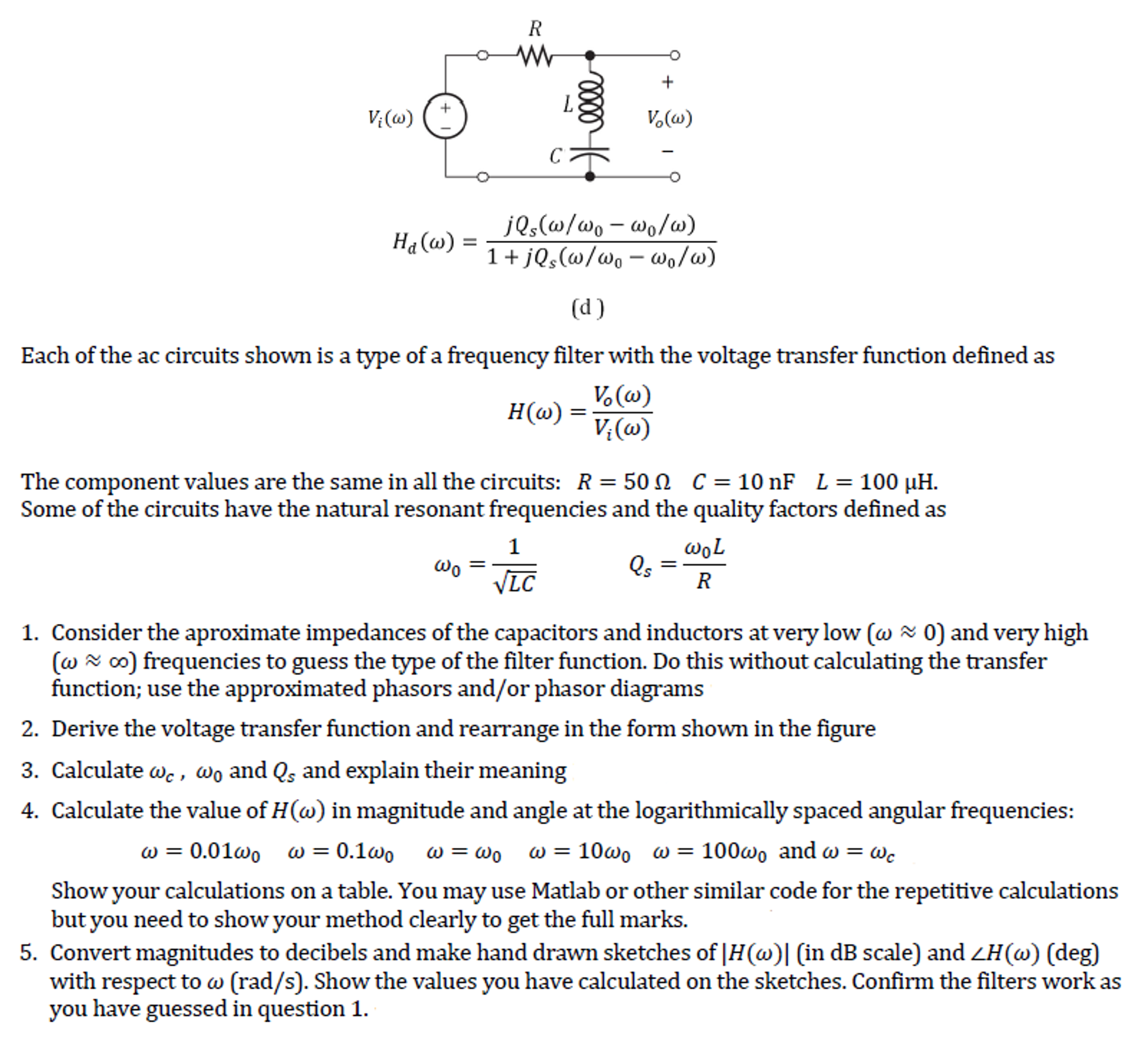 Solved Each of the ac circuits shown is a type of a | Chegg.com