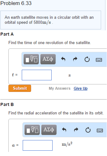 Solved Problem 6.33 An earth satellite moves in a circular | Chegg.com
