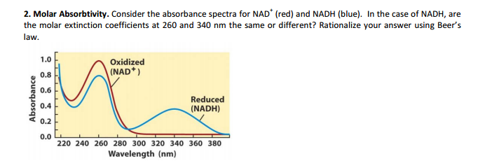 Solved Consider the absorbance spectra for NAD^+ (red) and | Chegg.com