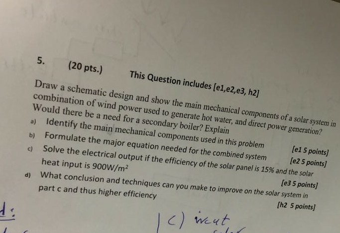 Solved 5. (20 pts.) This Question includes [el,e2,e3, h2] | Chegg.com