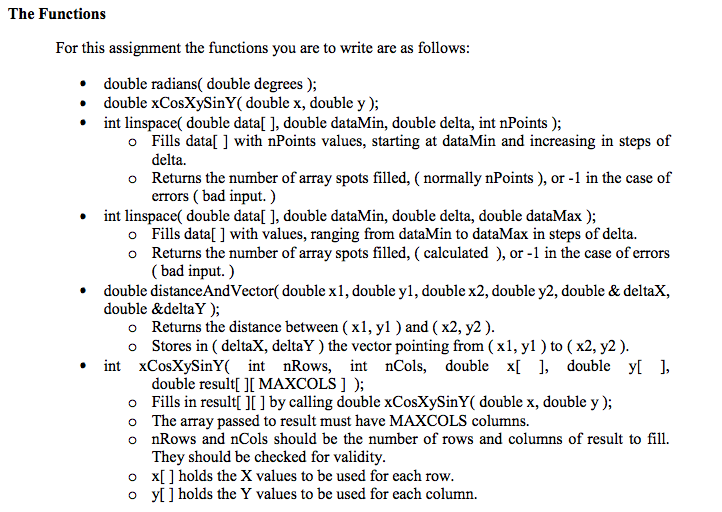Solved For this assignment the functions you arc to write | Chegg.com