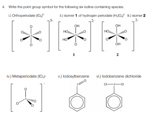 Solved 4 Write the point group symbol for the following six | Chegg.com