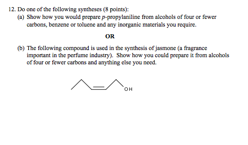 Solved 12. Do one of the following syntheses (8 points): (a) | Chegg.com