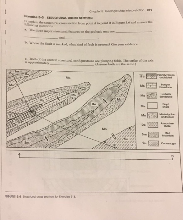 Solved Complete the structural cross section from point A to | Chegg.com