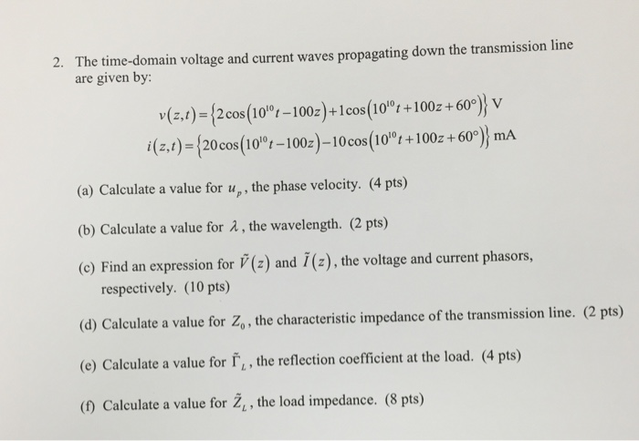 Solved The time-domain voltage and current waves propagating | Chegg.com