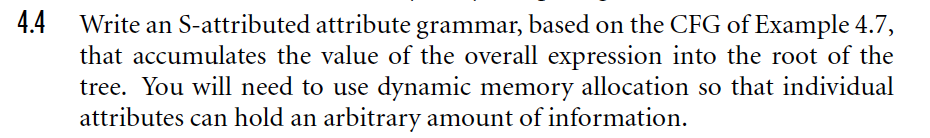 Solved 4.4 Write an S-attributed attribute grammar, based on | Chegg.com