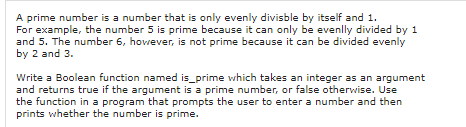 Solved A prime number is a number that is only evenly | Chegg.com