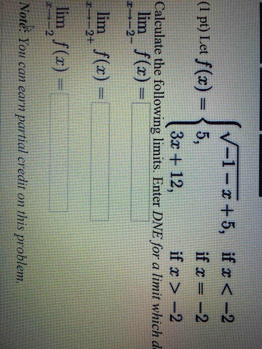 Solved Let f(x) = Calculate the following limits. Enter DNE | Chegg.com