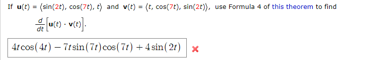 Solved If u(t)-(sin(2t), cos(7t), t) and v(t)-(t, cos(7t), | Chegg.com