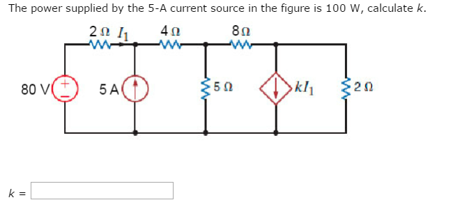 Solved The power supplied by the 5-A current source in the | Chegg.com