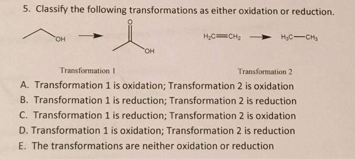 Solved Classify the following transformations as either | Chegg.com