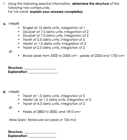 Solved Using the following spectral information, determine | Chegg.com