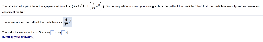 Solved The position of a particle in the xy-plane at time t | Chegg.com