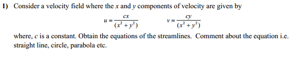 Solved Consider a velocity field where the x and y | Chegg.com