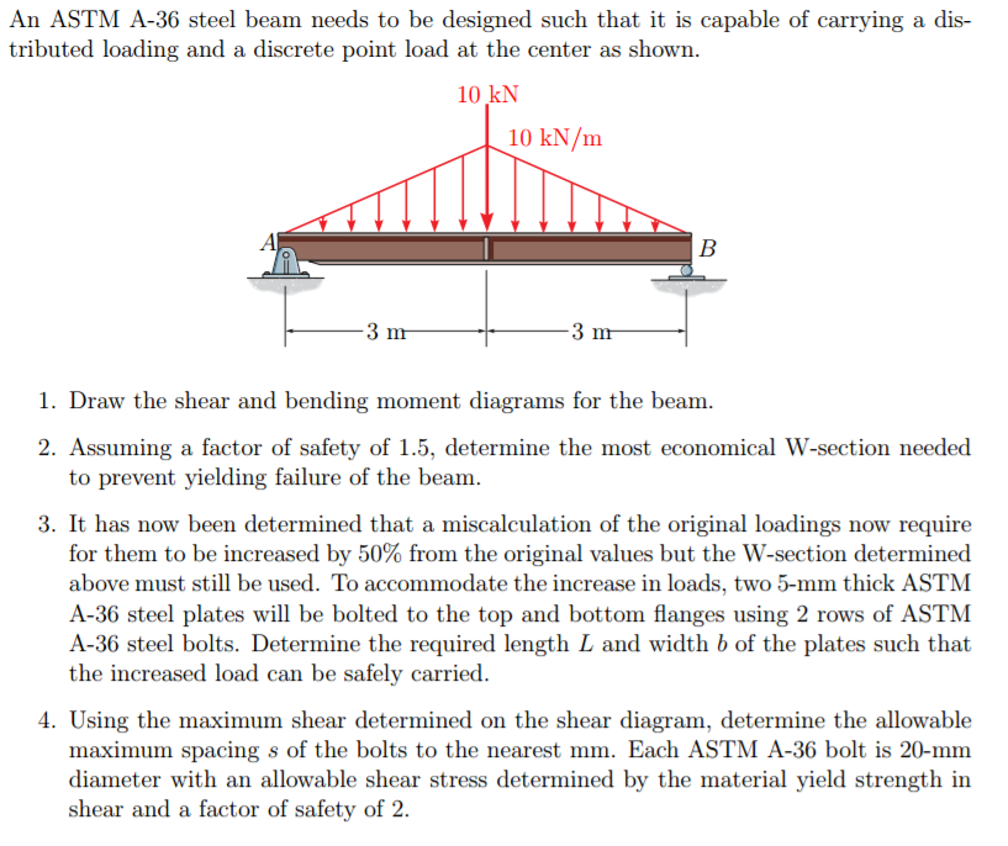 Solved An ASTM A-36 steel beam needs to be designed such | Chegg.com