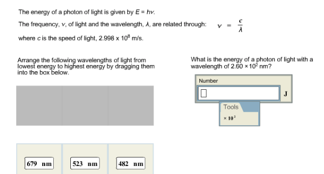 Solved The energy of a photon of light is given by E = hv. | Chegg.com