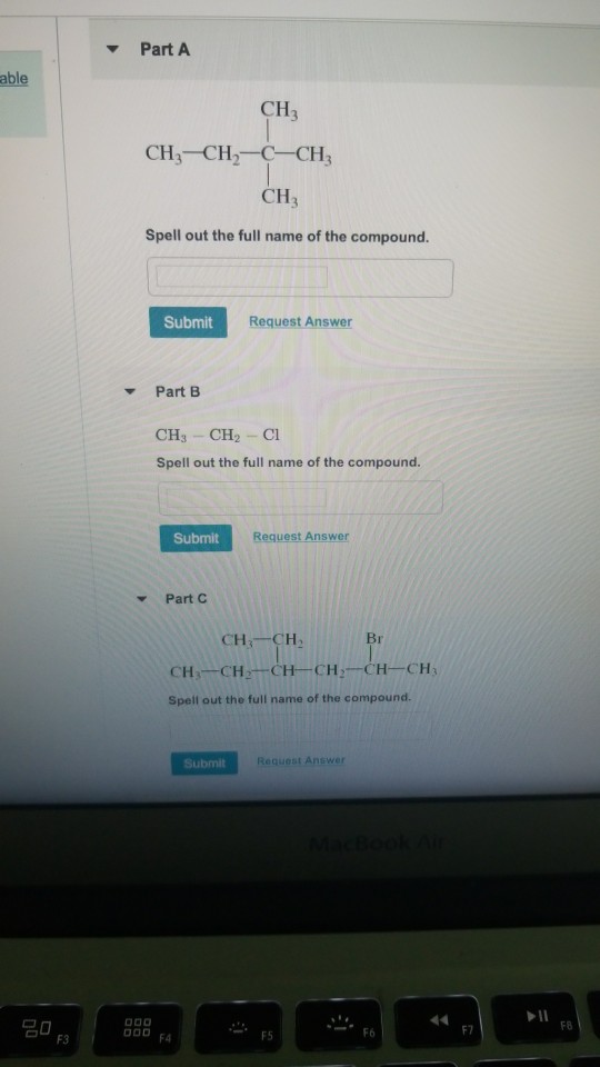 Solved Part A able CH2 CH3 CH2 C CH CH Spell out the full | Chegg.com