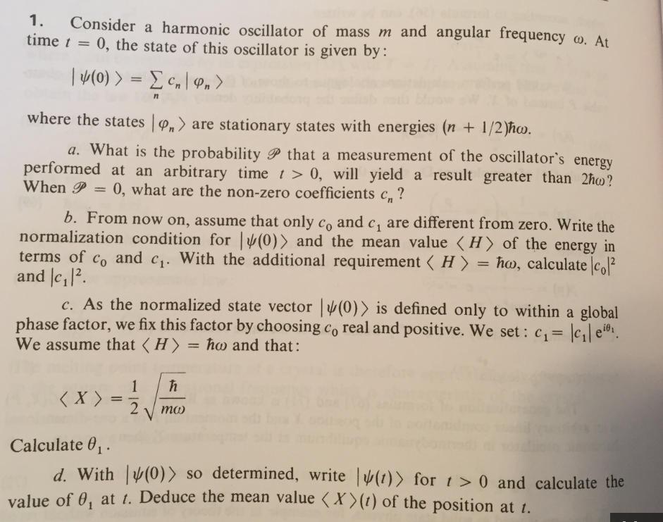 Solved Consider a harmonic oscillator of mass m and angular | Chegg.com