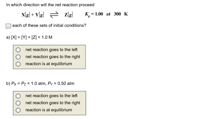 Solved In which direction will the net reaction proceed | Chegg.com