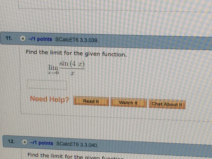 Solved Find the limit for the given function. lim _x_0 sin | Chegg.com