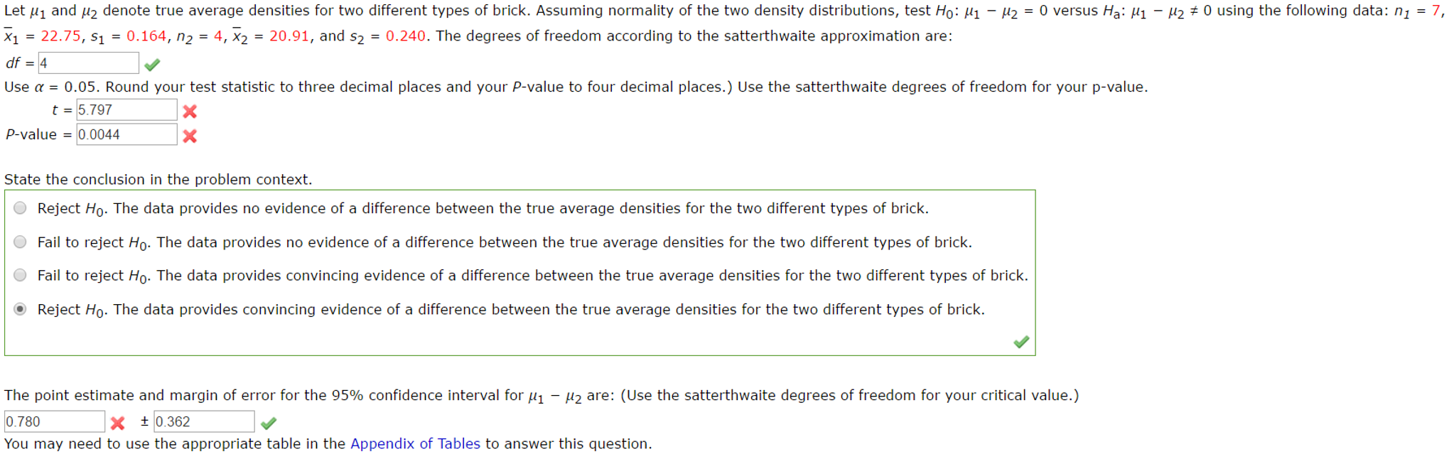 Solved Let mu_1 and mu_2 denote true average densities for | Chegg.com