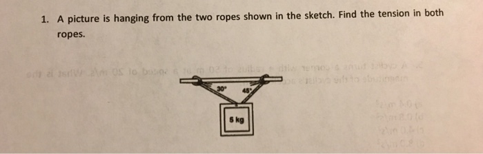 Solved A picture is hanging from the two ropes shown in the | Chegg.com
