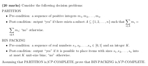 Solved (20 marks) Consider the following decision problems | Chegg.com