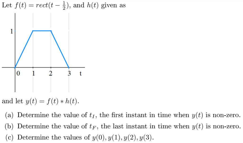 Solved Let f(t) = rect(t-1), and h(t) given às and let | Chegg.com
