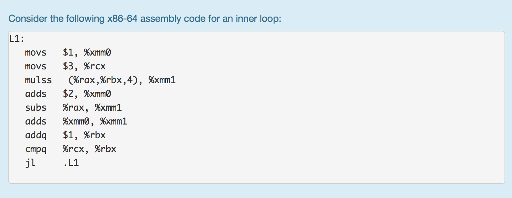 Consider The Following X86 64 Assembly Code For An