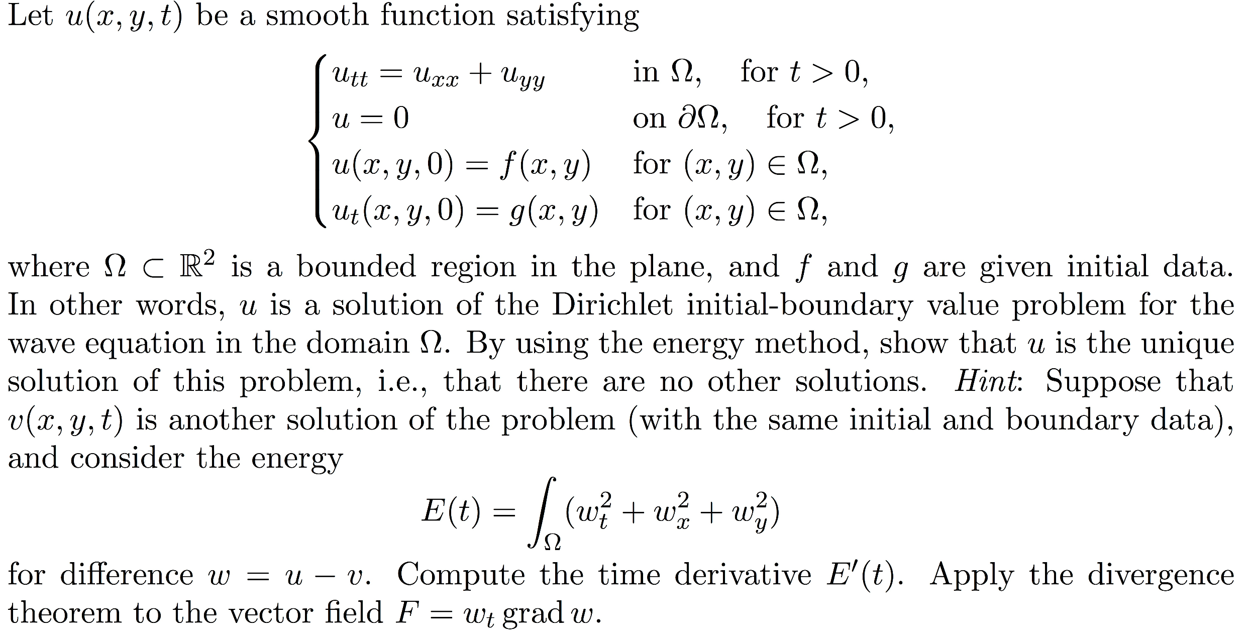 Let u(x, y,t) be a smooth function satisfying where | Chegg.com