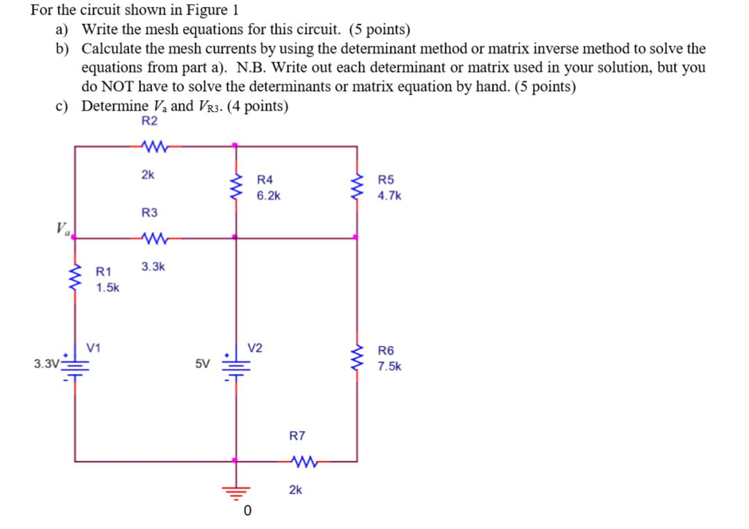 Solved For the circuit shown in Figure 1 a) Write the mesh | Chegg.com