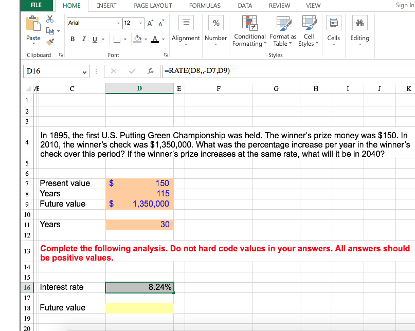 Solved Home Insert Page Layout Formulas Data Review Vew Sign