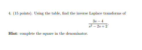 Solved 4. (15 points). Using the table, find the inverse | Chegg.com
