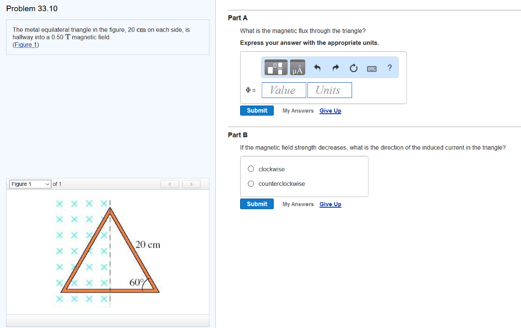 Solved Problem 33.10 Part A The metal equilateral triangle | Chegg.com