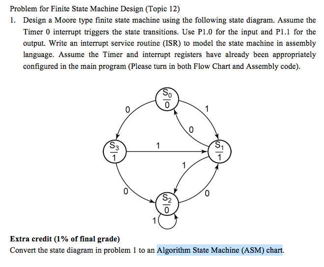 Solved Problem for Finite State Machine Design (Topic 12) 1. | Chegg.com