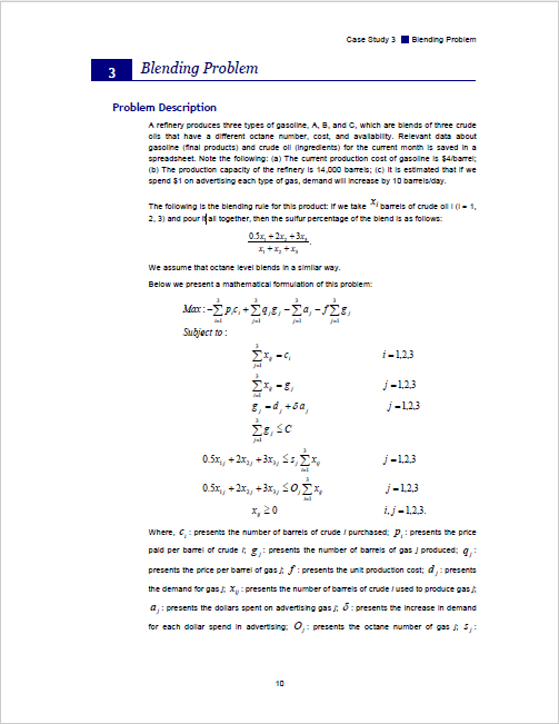 Case Study 3 lending Problem Blending Problem Problem | Chegg.com