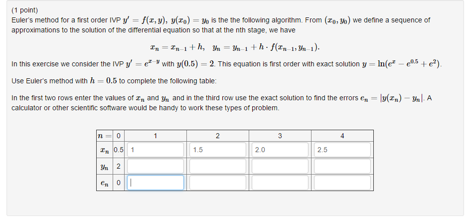 Solved Euler's method for a first order IVP y' = f(x, y), | Chegg.com