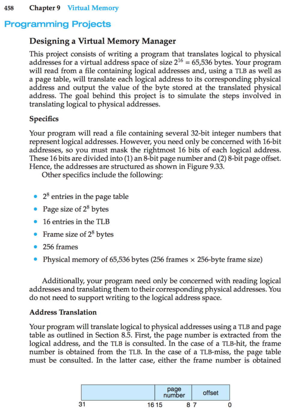 Design a virtual memory management algorithm in java | Chegg.com