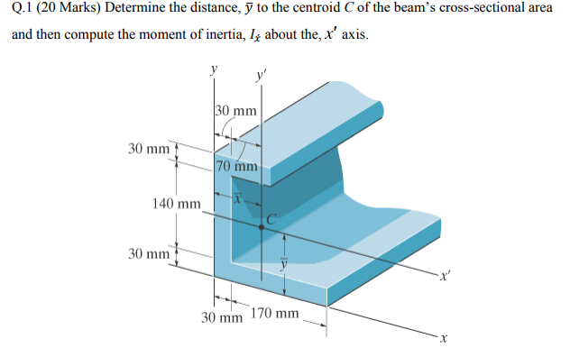 Solved Determine the distance, y to the centroid C of the | Chegg.com