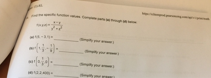 Solved Find the specific function values. Complete parts(a) | Chegg.com