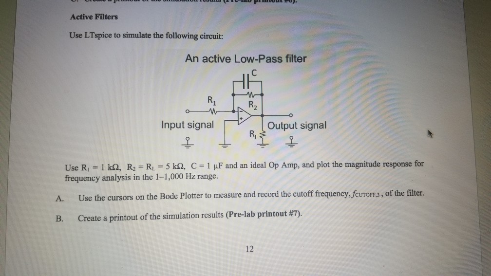 Solved Active Filters Use LTspice to simulate the following | Chegg.com