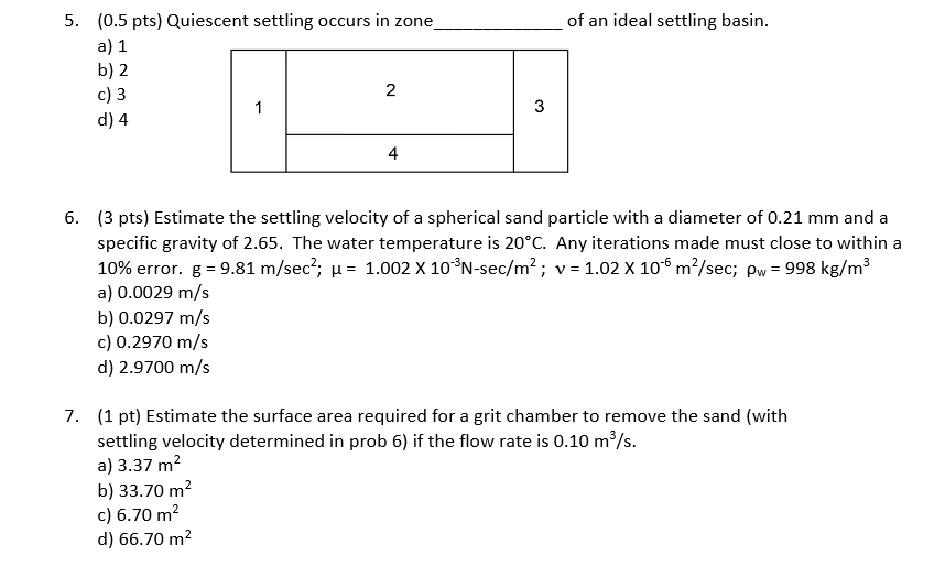 Quiescent settling occurs in zone_of an ideal | Chegg.com