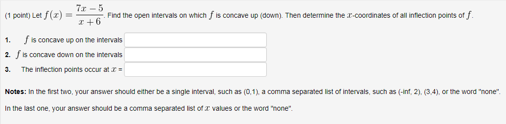 Solved (T-3 (1 point) Let f(x) Find the open intervals on | Chegg.com