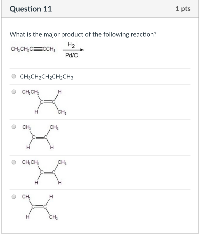 Solved Question 11 1 Pts What Is The Major Product Of The