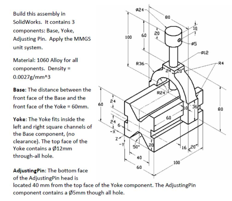 Solved 324 Build this assembly in SolidWorks. It contains 3 | Chegg.com