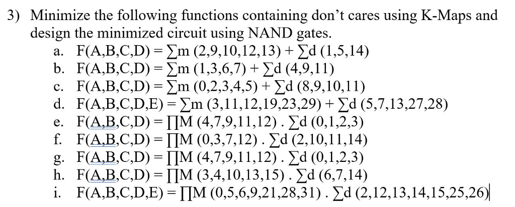 Solved Minimize the following functions containing don't | Chegg.com