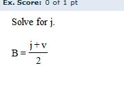 Solved Solve for j. B=j+v/2 | Chegg.com