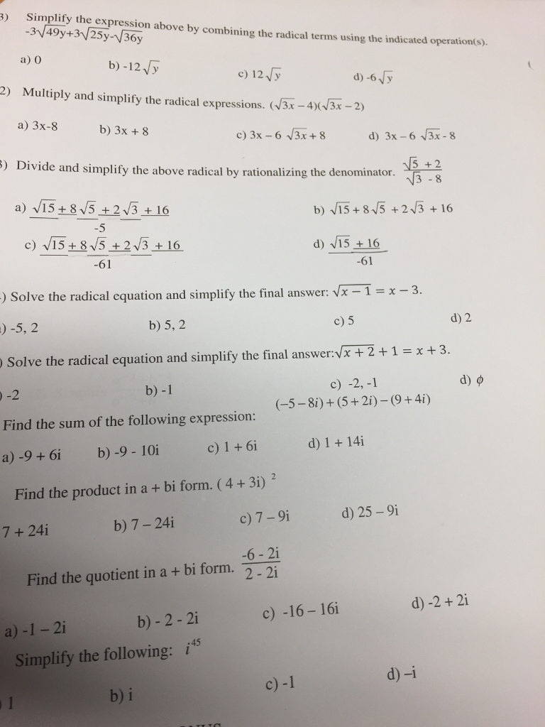 Solved Simplify the expression above by combining the | Chegg.com