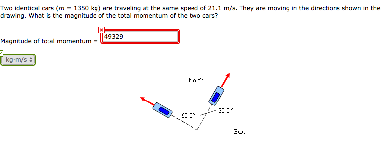 Solved Two identical cars (m = 1350 kg) are traveling at the | Chegg.com